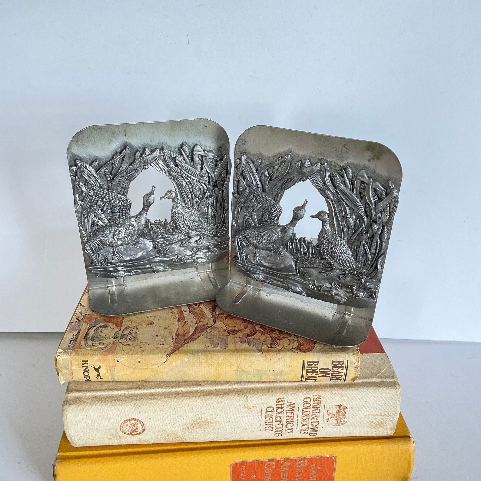 Metzke Pewter Duck Bookends 1980 Ducks in Cattail and Marsh - Etsy