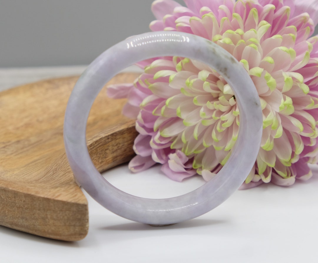 62mm Type A Burma Jadeite Jade Faint Lavender Princess Half Round ...