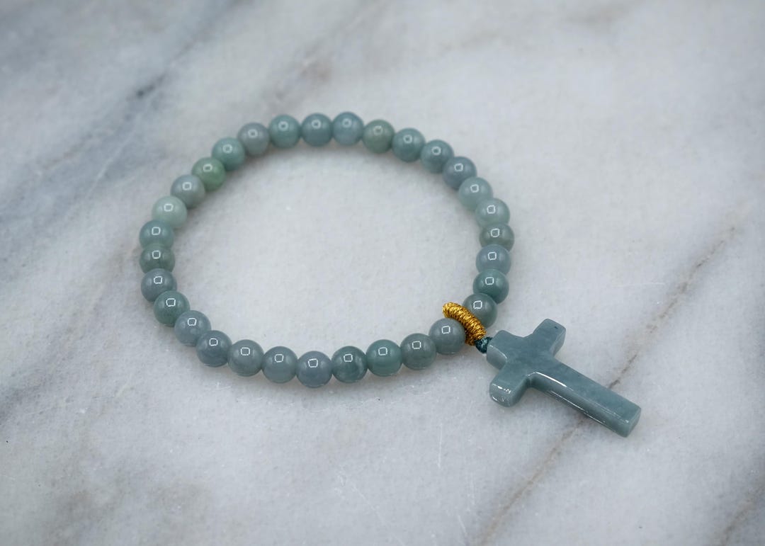 Guatemala Blue Jadeite Cross 25mm Charm, 6mm Bracelet - Etsy