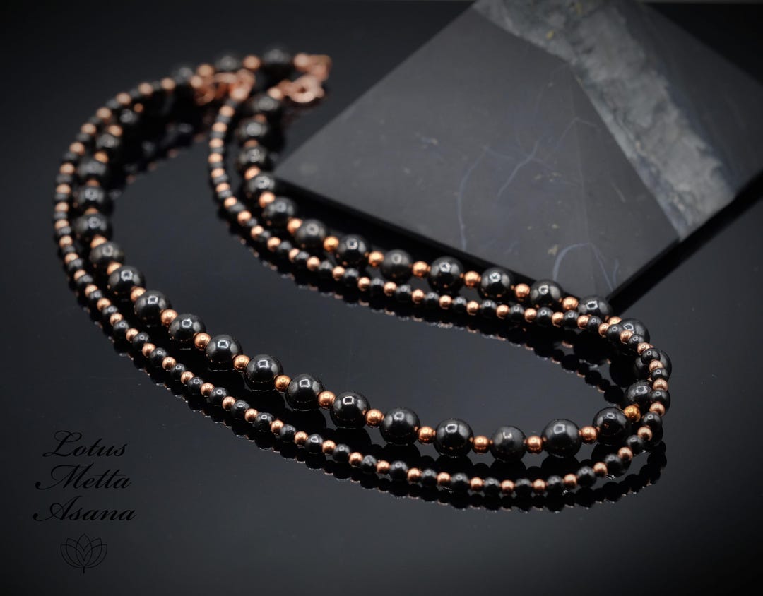 Shungite, Pure, Uncoated, Raw Copper 4mm, 6mm, 8mm, 10mm, 12mm Beaded ...