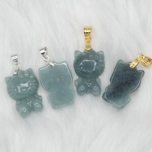 Guatemala Blue Jadeite Jade Hello Kitty Pendant 925 Sterling Silver ...