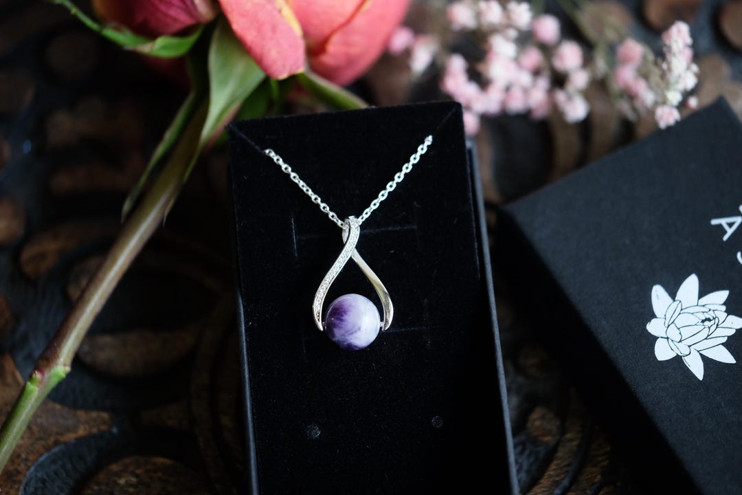 AAA Tiffany Stone Bracelet Deep Purple "purple Passion" 10mm Opalized Fluorite Bertrandite ...