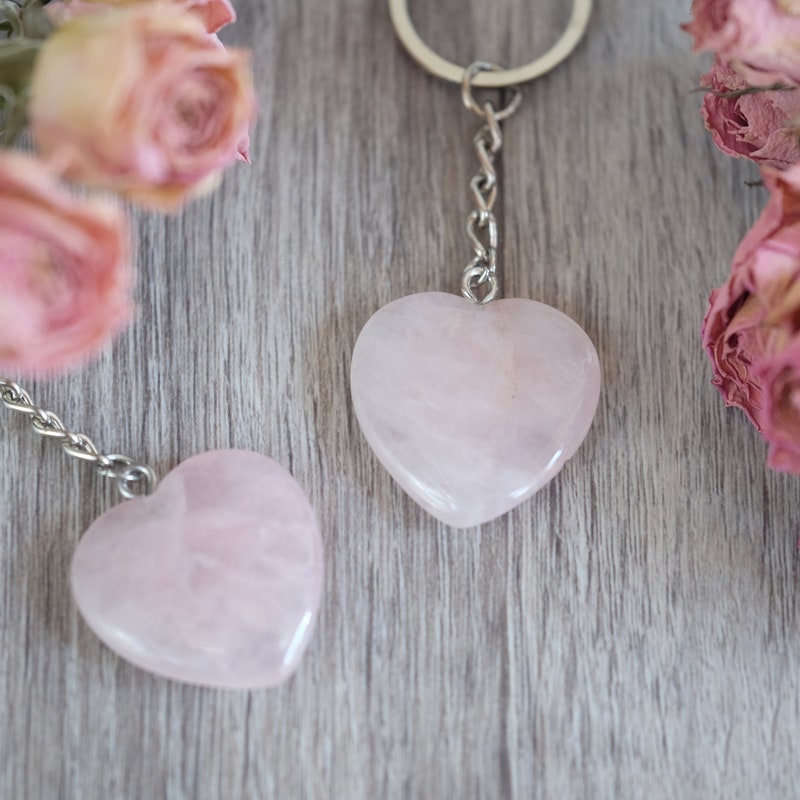 Heart and Rose Keychain - Etsy