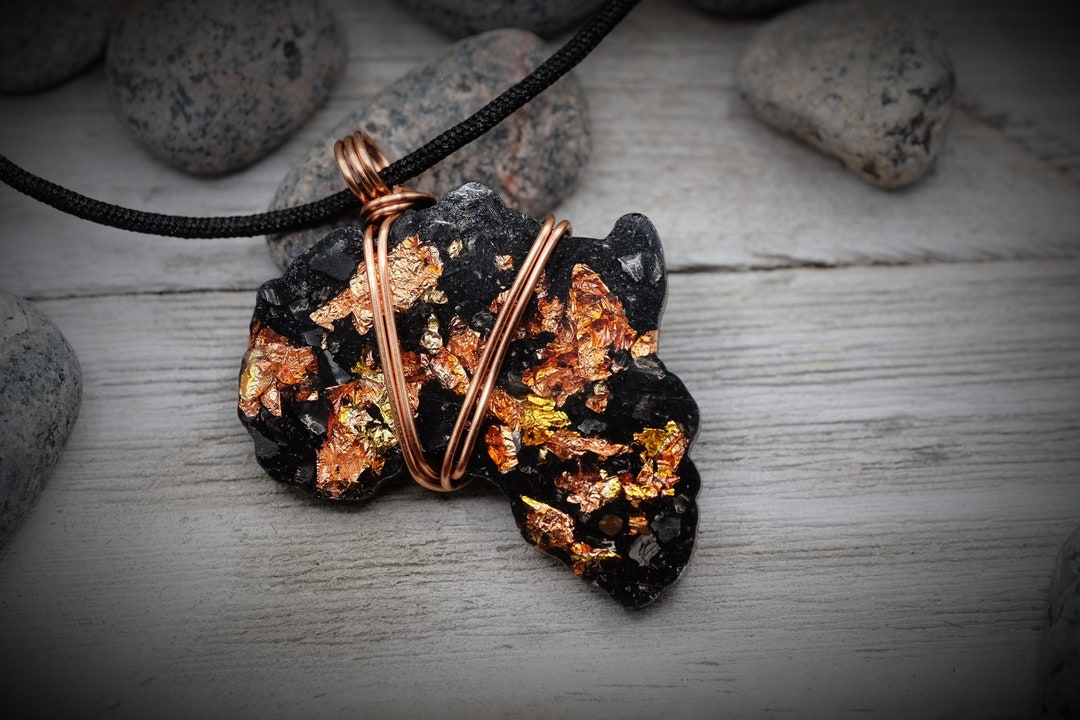 2'' Elite Noble Shungite, Copper, Gold Flake Resin Handmade Africa Wire ...