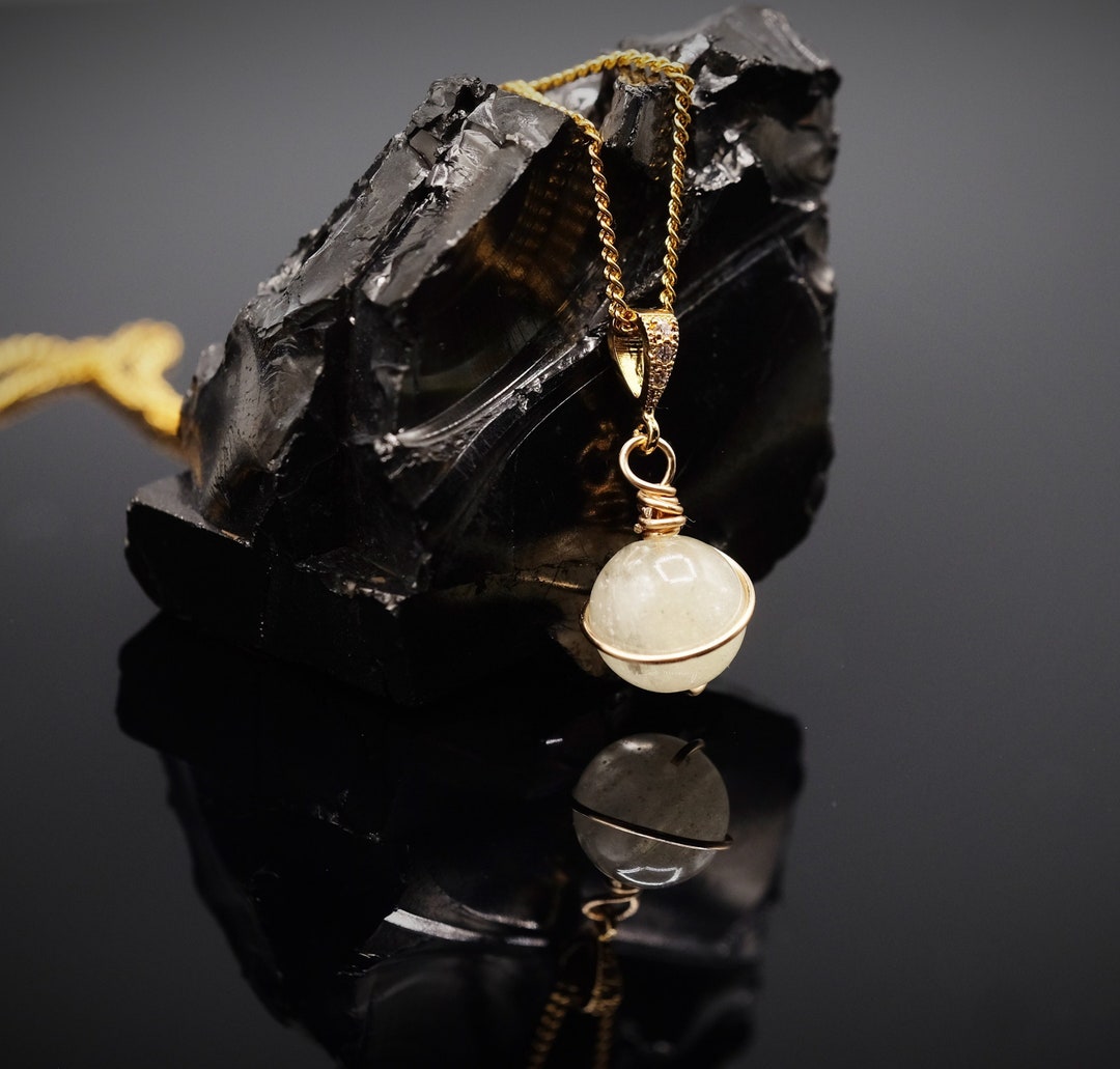 Libyan Desert Glass Wire Wrapped Silver Plated or Gold Filled 10mm ...