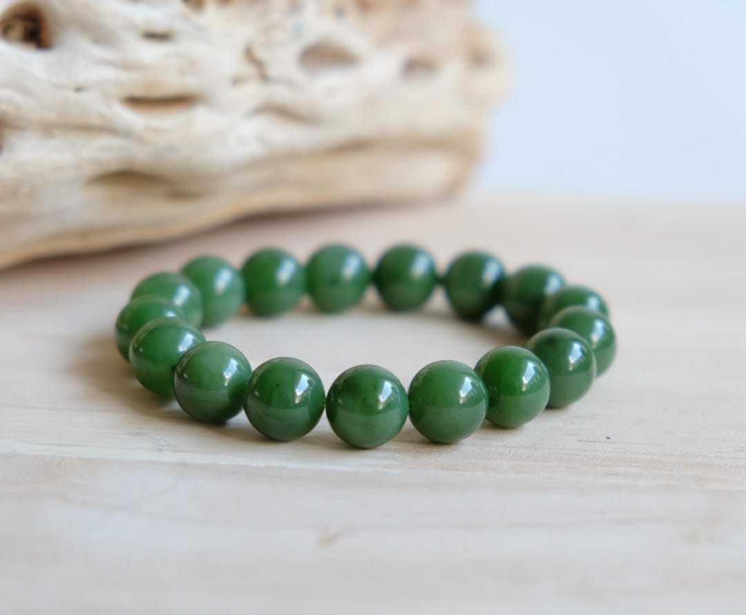 12mm High-quality Chatoyant Icy Siberian Nephrite Stretch Bead ...
