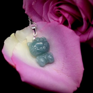 Guatemala Blue Jadeite Jade Hello Kitty Pendant 925 Sterling Silver ...