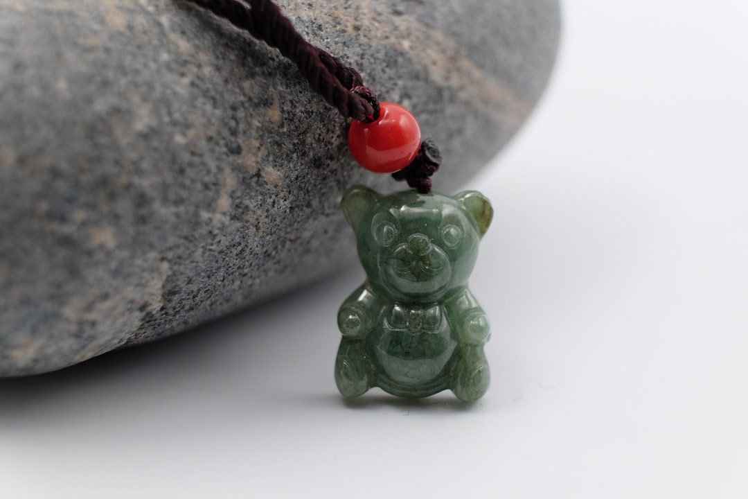 20mm Jadeite Natural Forest Green Jade Teddy Bear Adjustable - Etsy