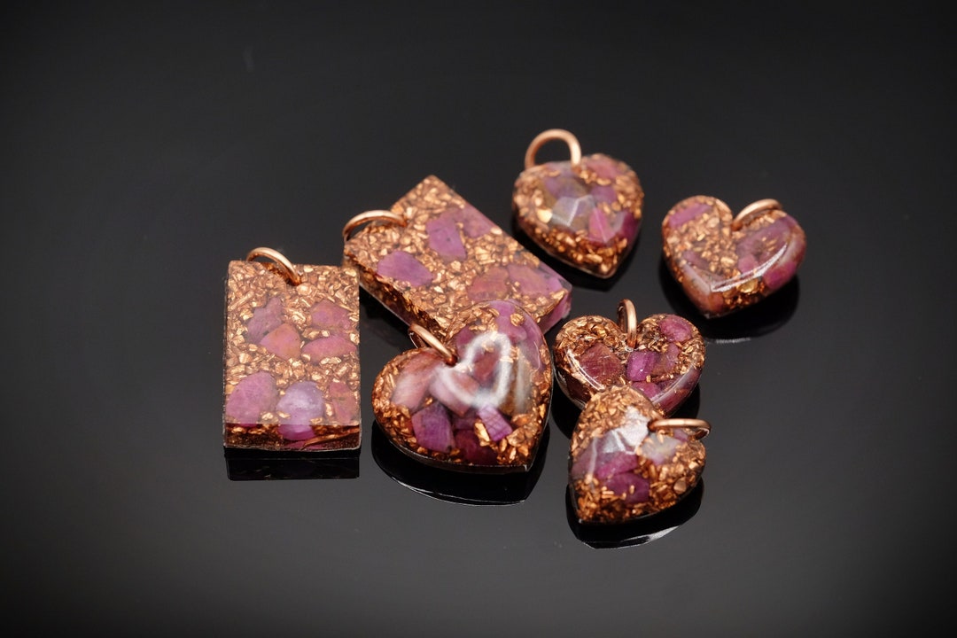 Pure Prana Orgonite With Ruby & Copper Resin Handmade Orgone Heart ...