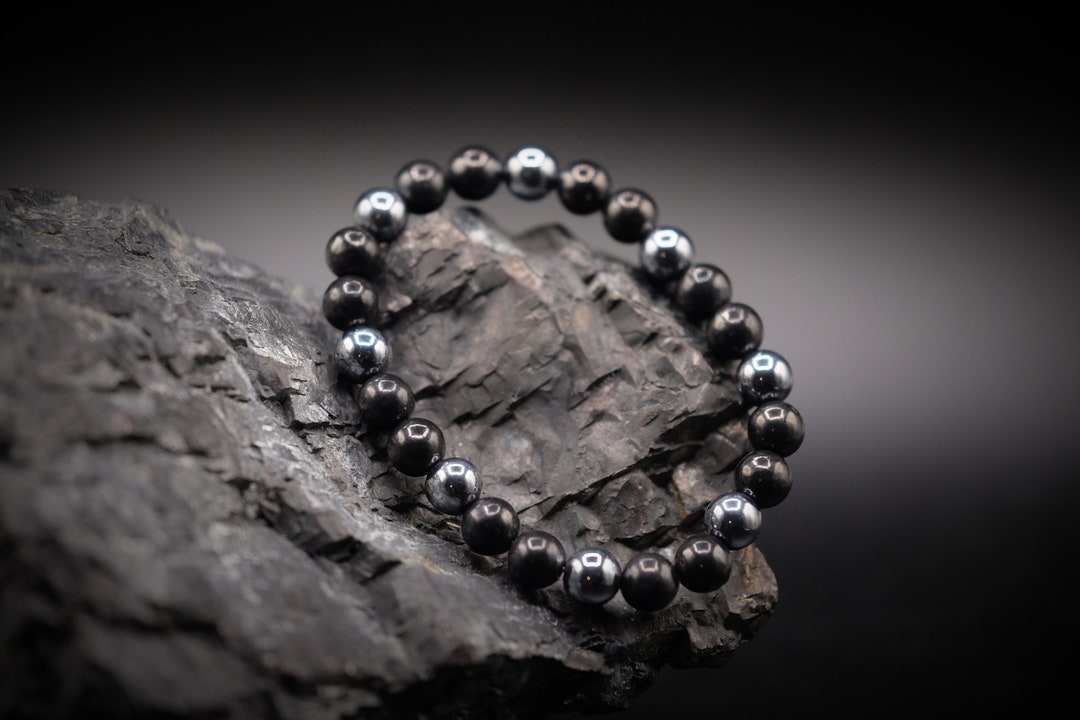 Shungite + Tera Hertz or Hematite 4mm, 6mm, 8mm, 10mm Healing Stretch ...