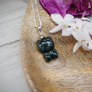 Guatemala Blue Jadeite Jade Hello Kitty Pendant 925 Sterling Silver ...