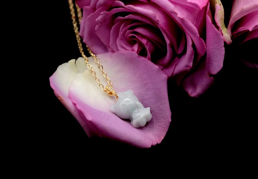 18mm Hello Kitty Cat Burmese White Light Green Jadeite Type A Pendant W ...