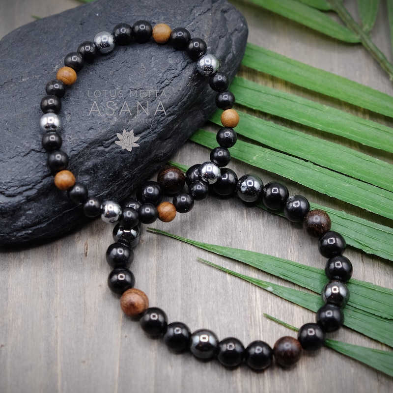 Hematite and Wood Jewelry - Etsy