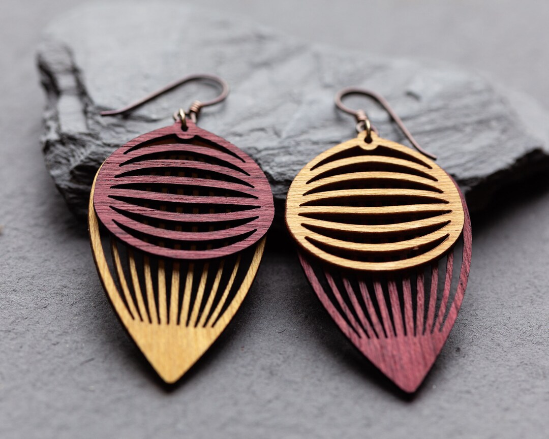Teardrop Balloon Earrings Criss-cross Purpleheart Maple - Etsy Hong Kong