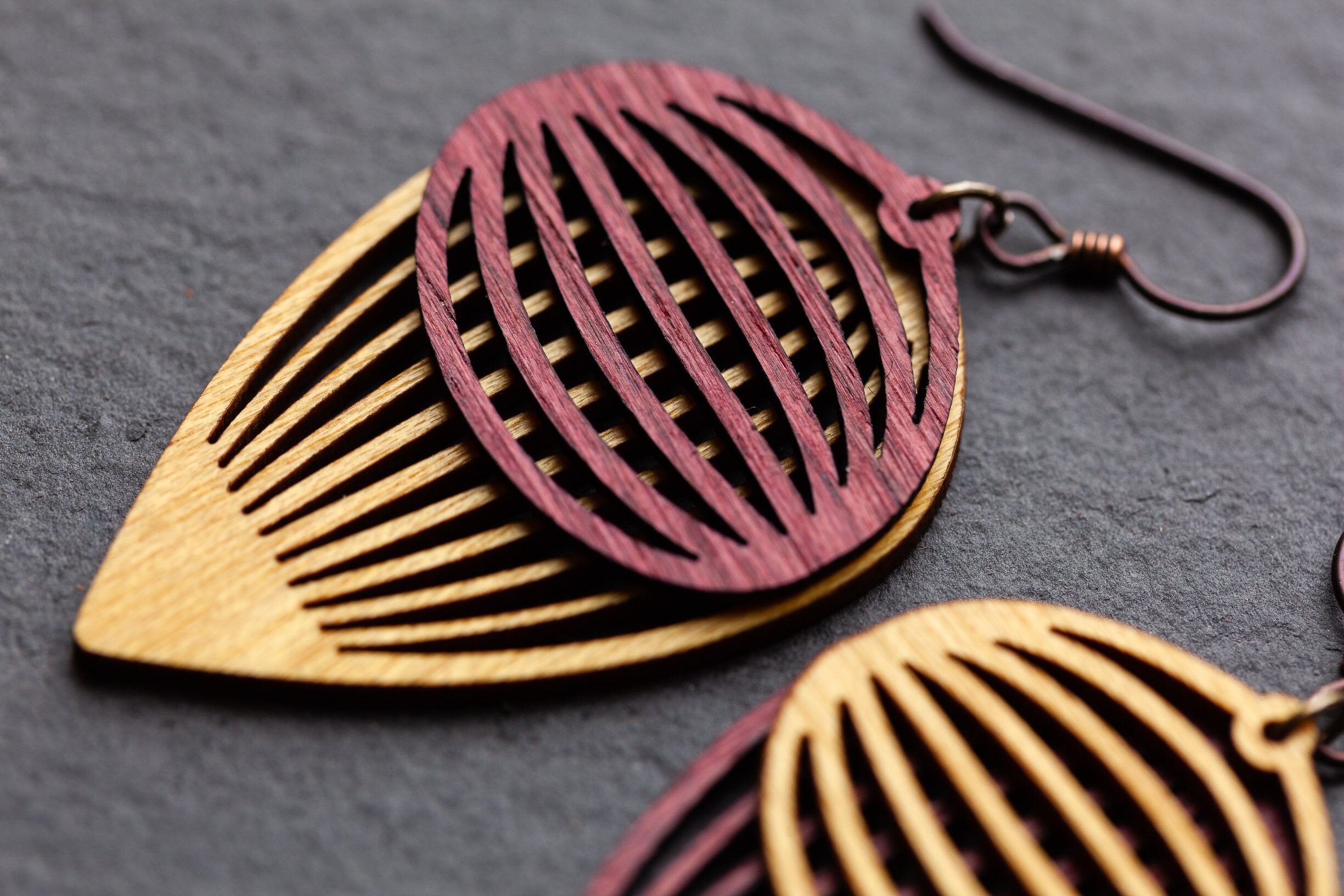 Teardrop Balloon Earrings Criss-cross Purpleheart Maple - Etsy Hong Kong