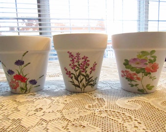 Painted clay pot | Etsy