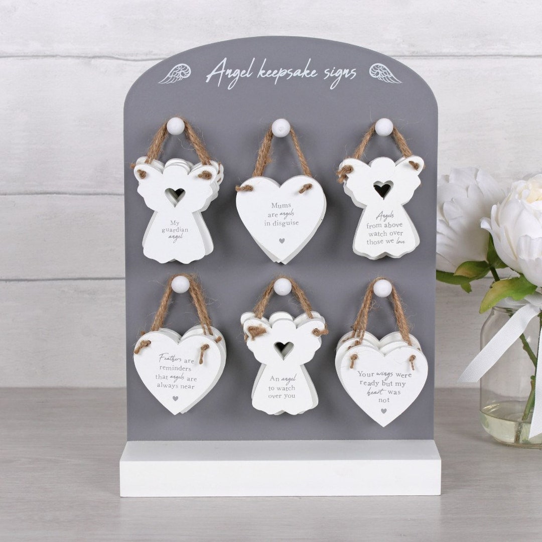Mini Wooden Signs Quotes /wooden Angel, Heart /white Feathers ...