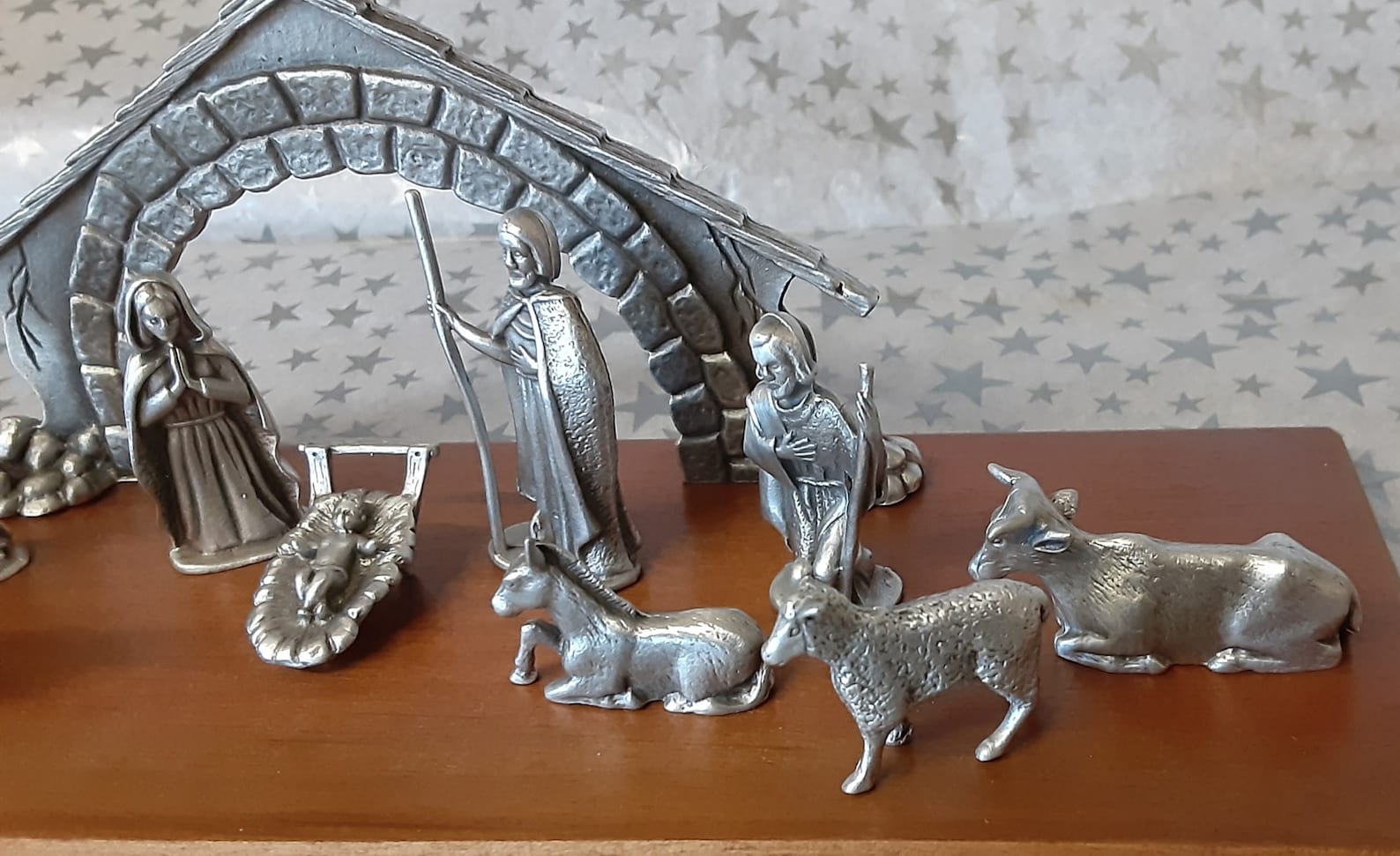 Nativity Set Miniature Scene Pewter 3D, 12 Piece, Movable Figurines ...
