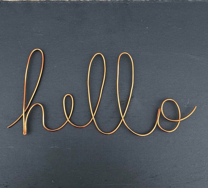 Hello Wire Word Art Available in Silver Gold Rose Gold - Etsy