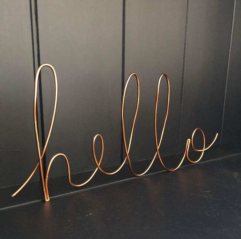Hello Wire Word Art Available in Silver Gold Rose Gold - Etsy