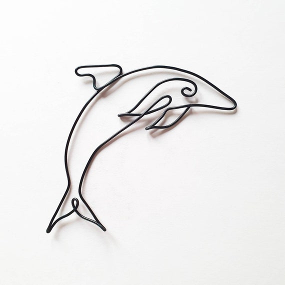 Arte mural de la silueta de Wire Dolphin | Etsy México