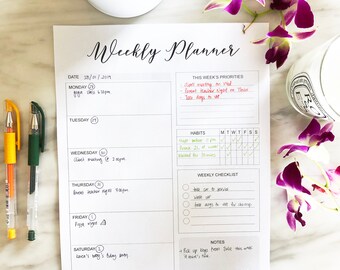 Weekly planner printable | Etsy