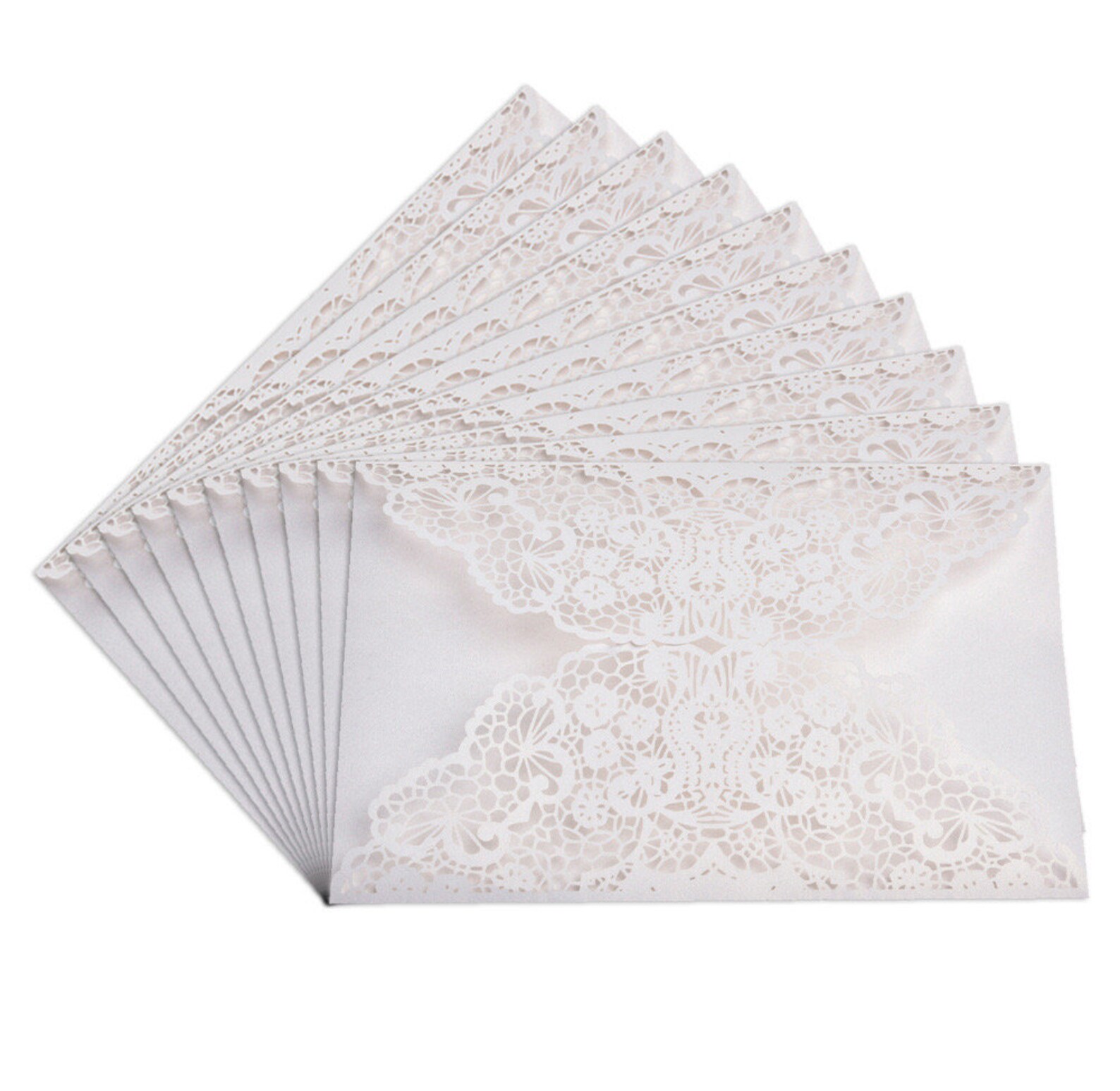 10 X Wedding Invitation DIY Folded Lace Wrap, Invitation Lace Cover ...