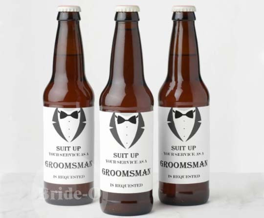 Suit up Groomsman, Best Man Beer Label, Beer Label, Groomsman Label ...
