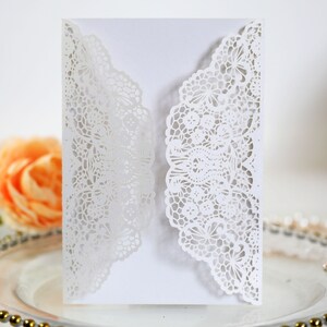 10 X Wedding Invitation DIY Folded Lace Wrap, Invitation Lace Cover ...