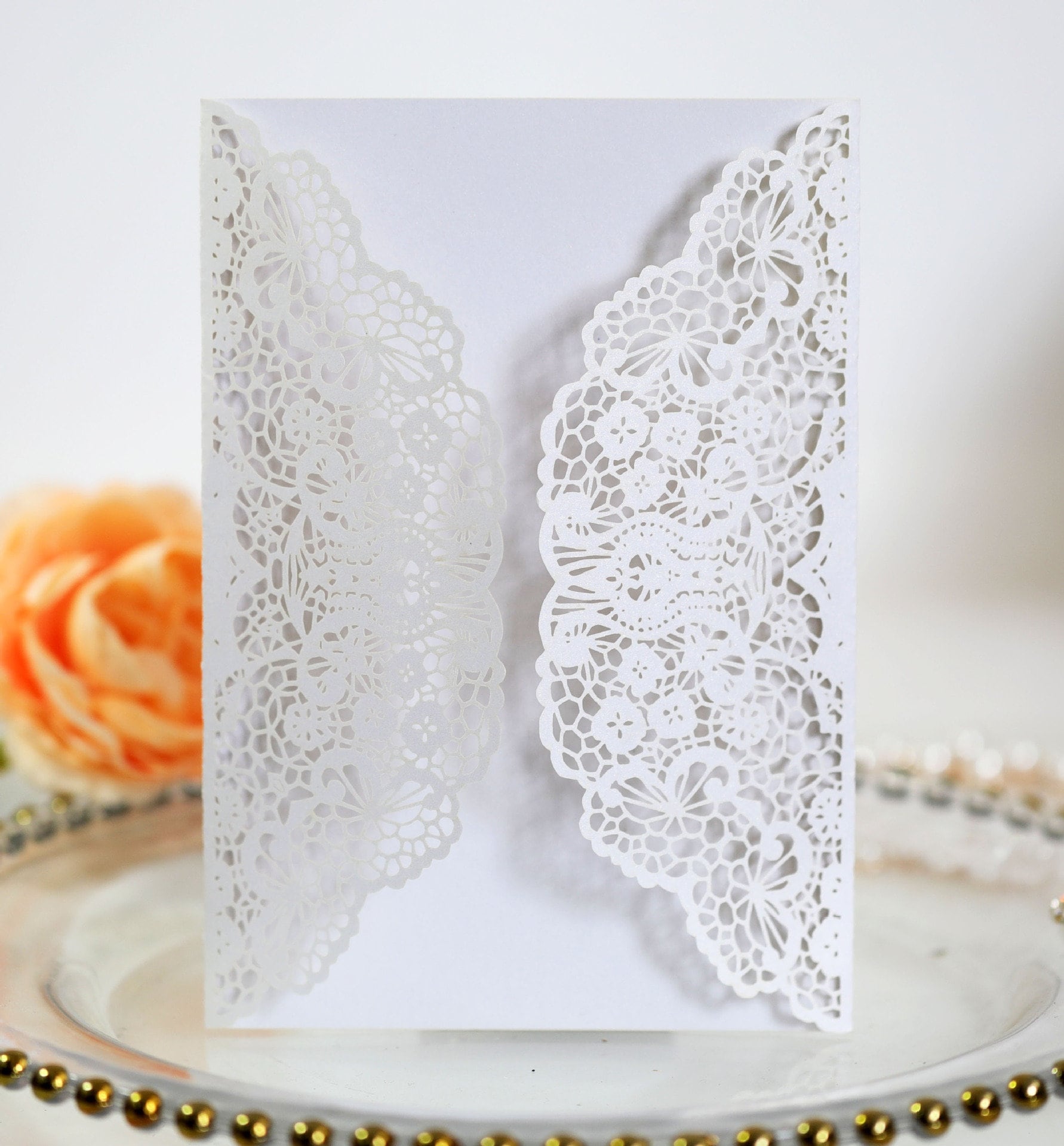 10 X Wedding Invitation DIY Folded Lace Wrap Invitation Lace - Etsy ...