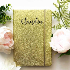 Personalised Notebook Glitter Sparkly Rose Gold Silver Journal ...
