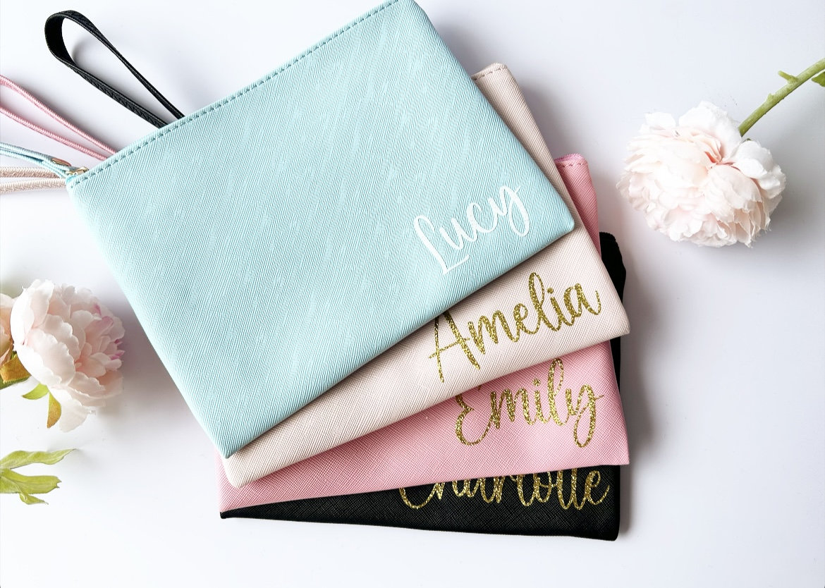 PERSONALISED Wristlet Pouch, Clutch Bag, Gift for Her, Coin Wallet ...