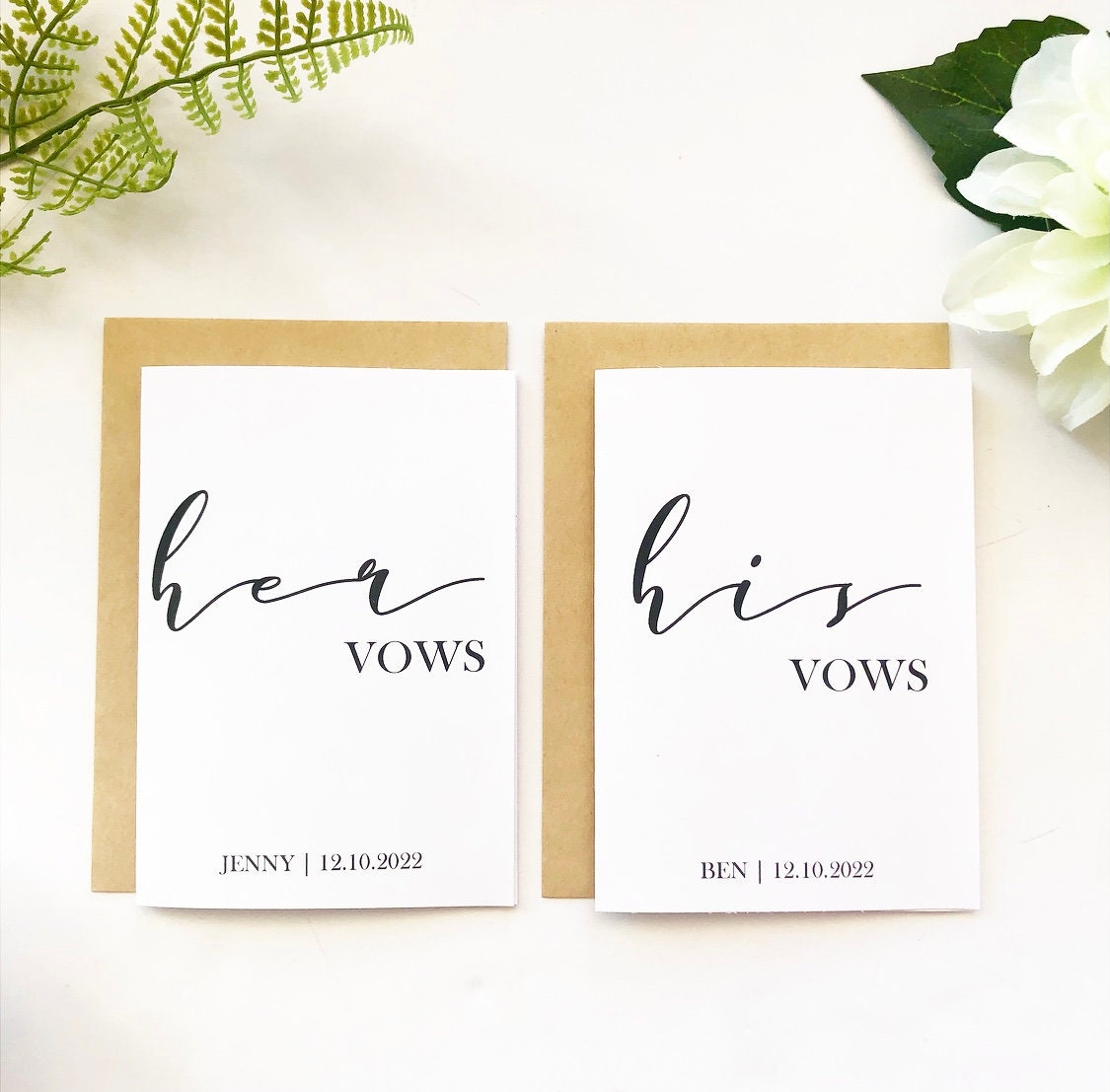 Personalised His Vows and Her Vows Wedding Cards Set of Two - Etsy ...