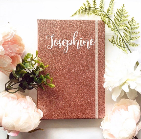 Personalised Notebook Glitter Sparkly Rose Gold Silver | Etsy
