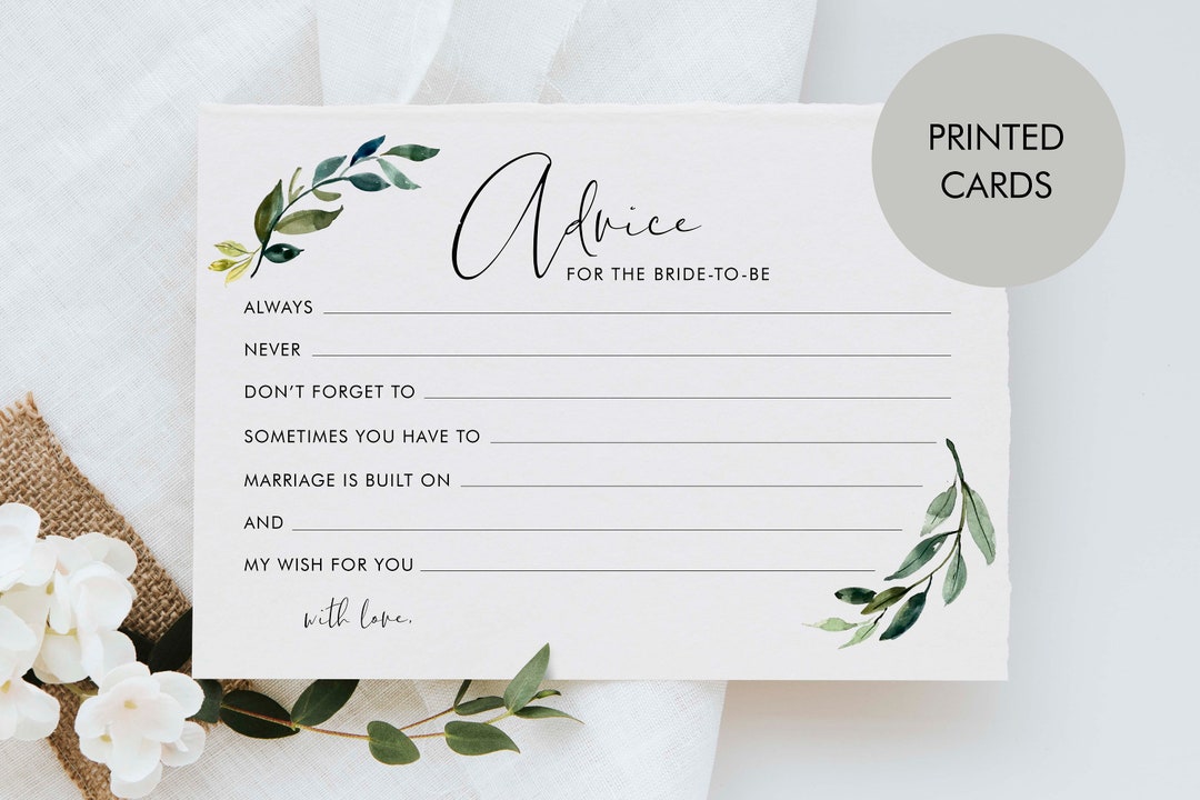 Advice Card for the Bride-to-be | Bridal Shower Game | Wedding Advice ...