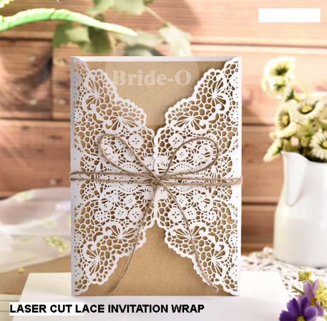 10 X Wedding Invitation DIY Folded Lace Wrap, Invitation Lace Cover ...