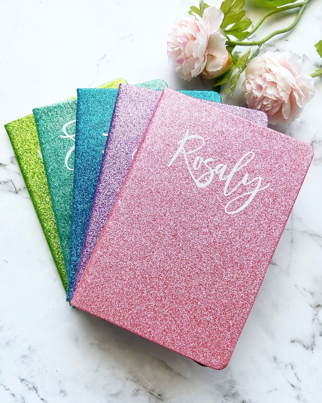 Personalised Notebook Glitter Sparkly Rose Gold Silver Journal ...