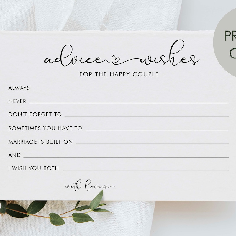 Wedding Advice Cards - Etsy