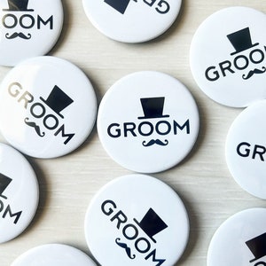 Team Groom Groomsman Badge | Groom Badge | Party Pin Buttons | Buck ...