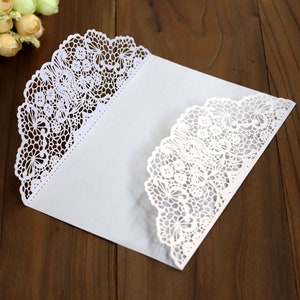 10 X Wedding Invitation DIY Folded Lace Wrap, Invitation Lace Cover ...