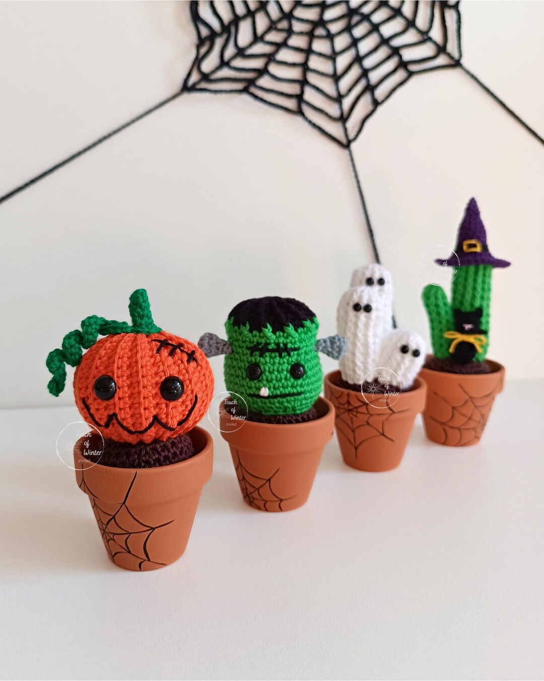 Crochet Halloween Cactus Plant in Clay Pot: Spooky Amigurumi Desk Decor ...