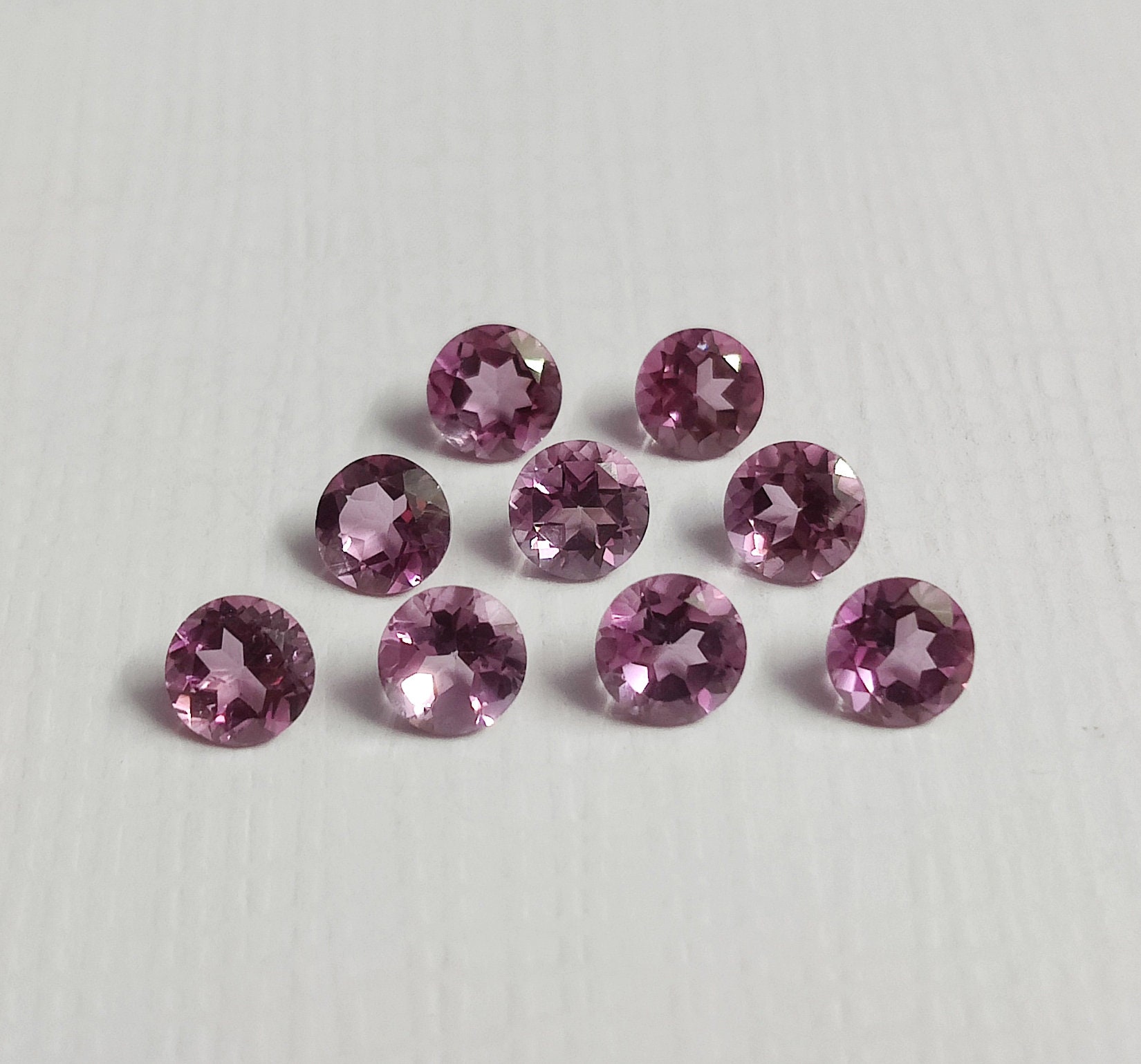 Pink Topaz Round 5x5 Mm Faceted Cut Gemstone, Coated on White Topaz ...