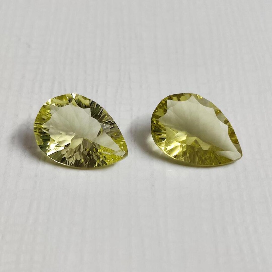 Lemon Topaz Quartz Pear 10x14 Mm Concave Cut Loose Gemstone, Quantity ...