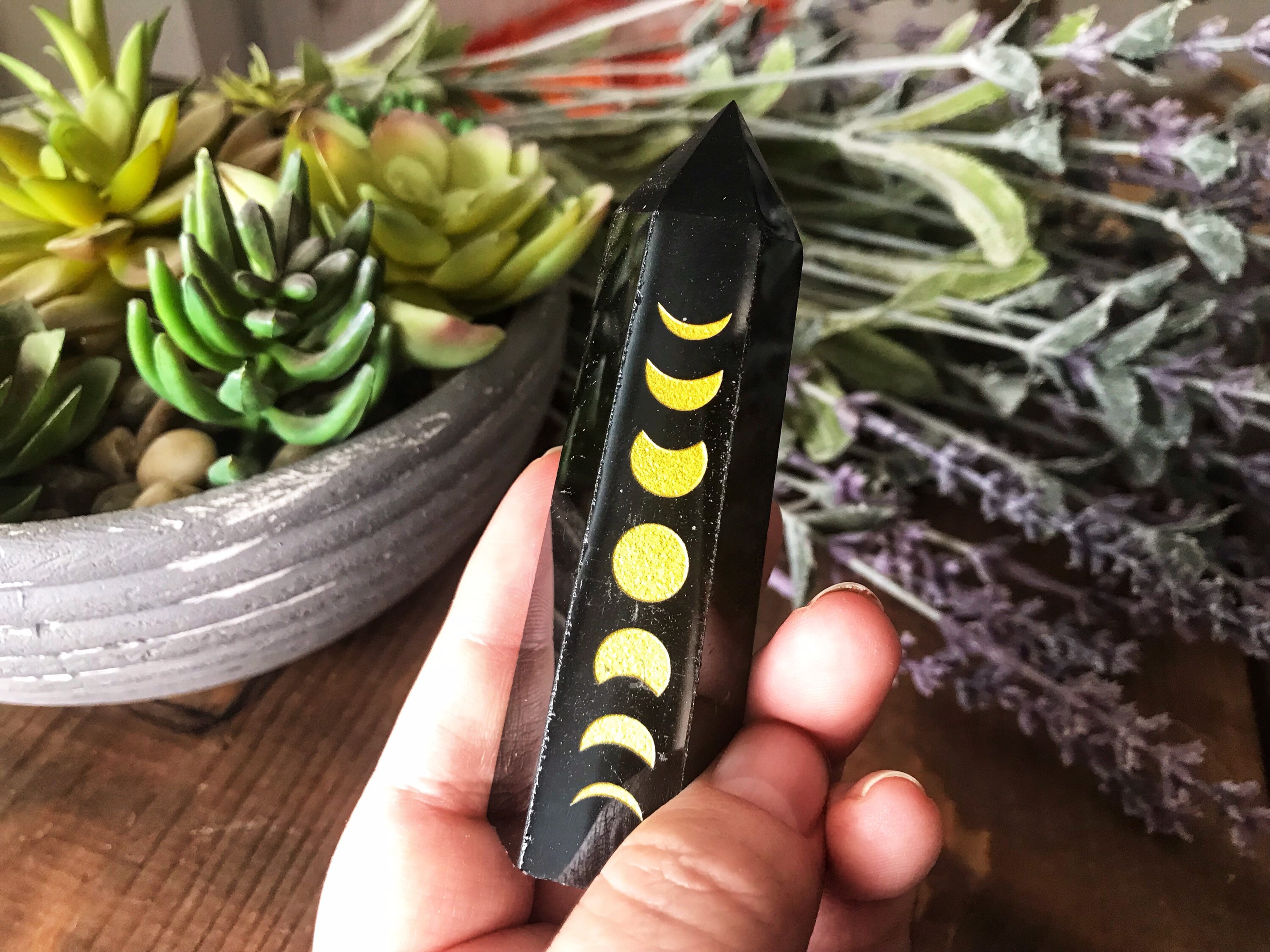 Gold Sheen Obsidian Moon Phase Tower Silver Sheen Obsidian - Etsy