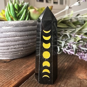 Gold Sheen Obsidian Moon Phase Tower Silver Sheen Obsidian - Etsy