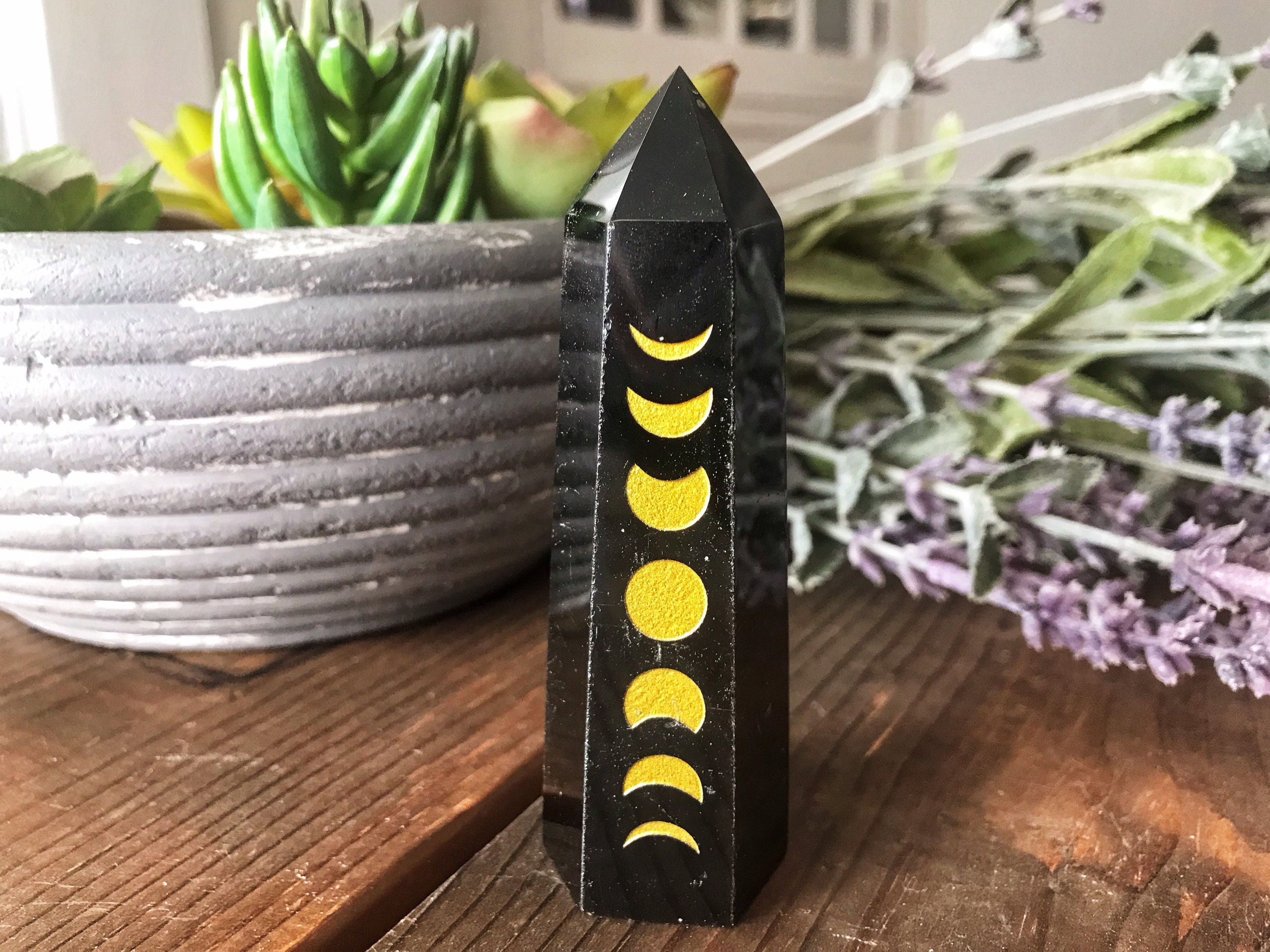 Gold Sheen Obsidian Moon Phase Tower Silver Sheen Obsidian - Etsy