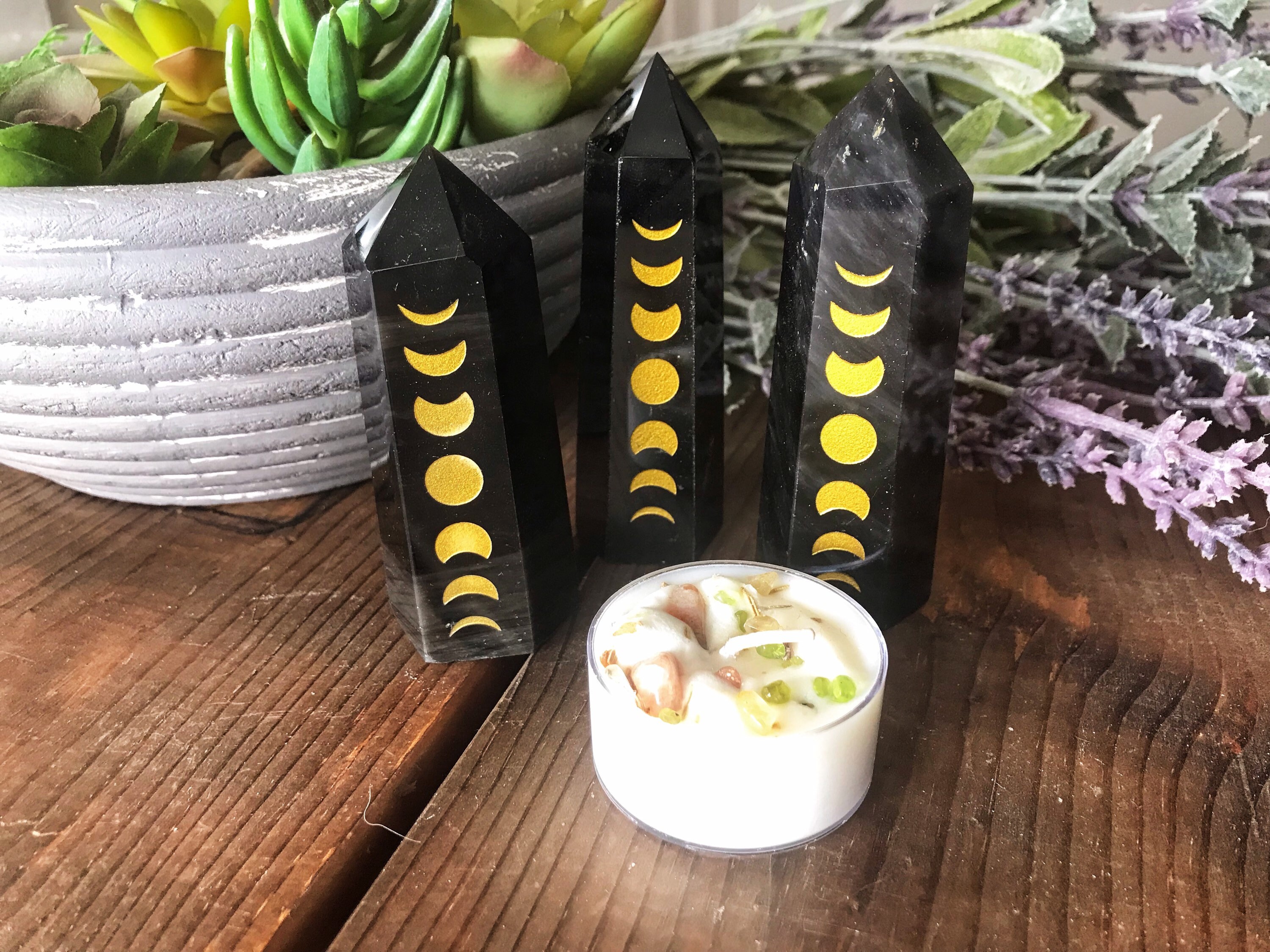 Gold Sheen Obsidian Moon Phase Tower Silver Sheen Obsidian - Etsy