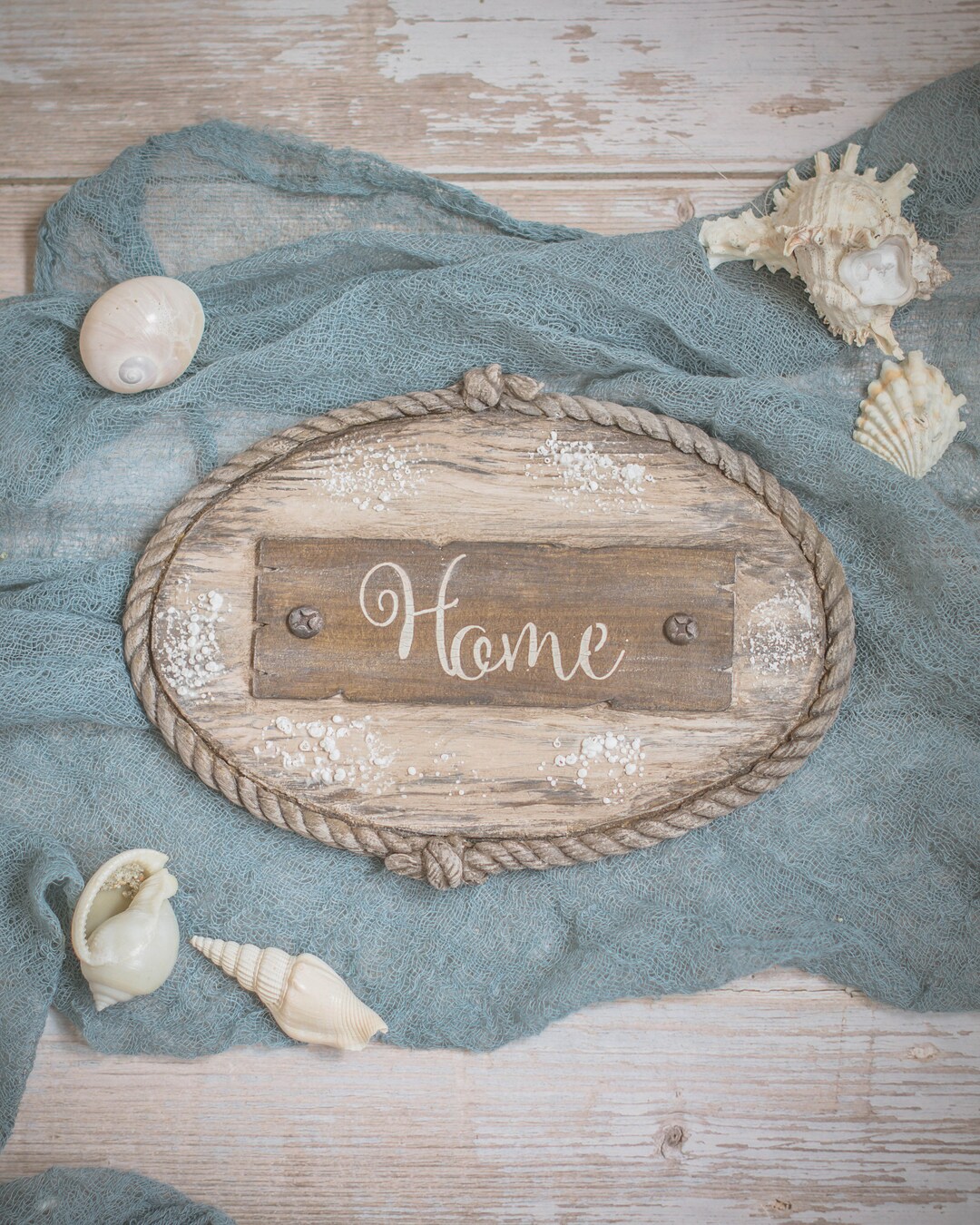 Wooden Home Sign in Rustic Maritime Style, 3D Wall Plaque in Vintage ...