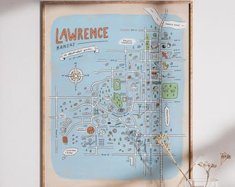 Illustrated Map of Lawrence - DIGITAL PRINT - Etsy