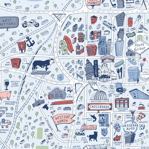 Illustrated Map of Kansas City - Downtown - Etsy